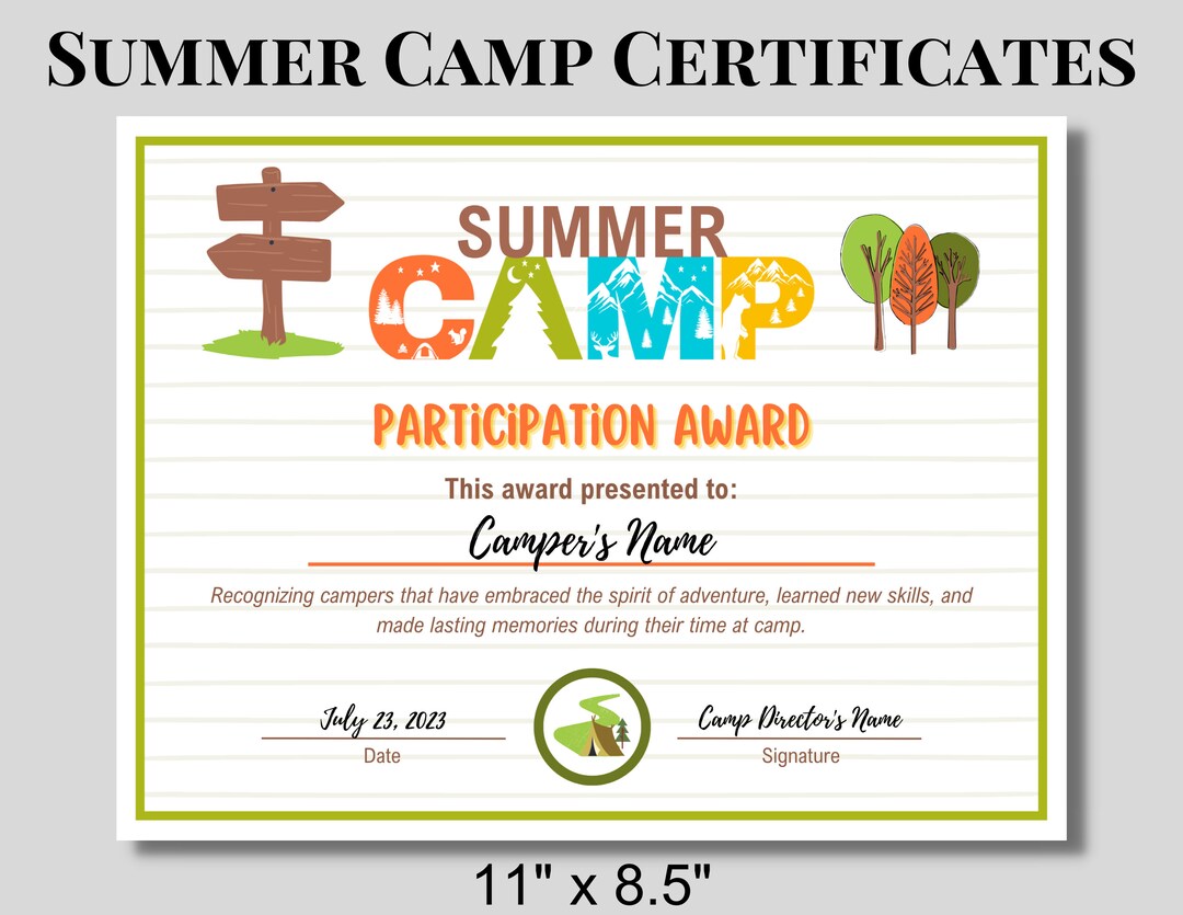 Editable Summer Camp Certificates Personalize and Celebrate Camp ...