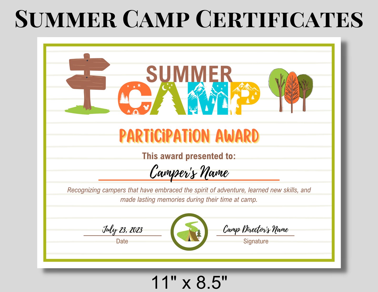 Editable Summer Camp Certificates Personalize and Celebrate Camp ...
