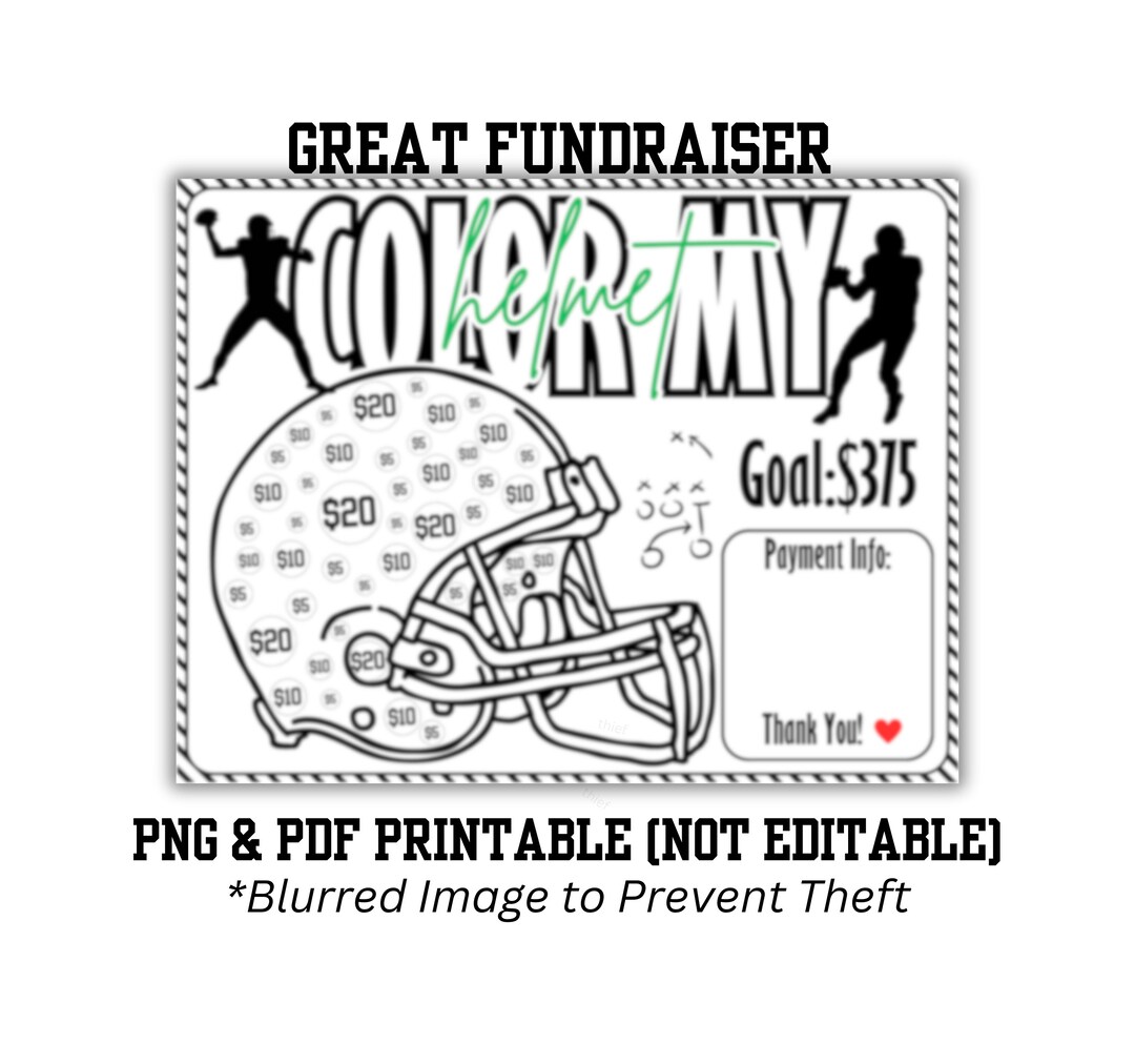 COLOR MY HELMET Football Fundraiser | Fill My Football Helmet | Youth ...