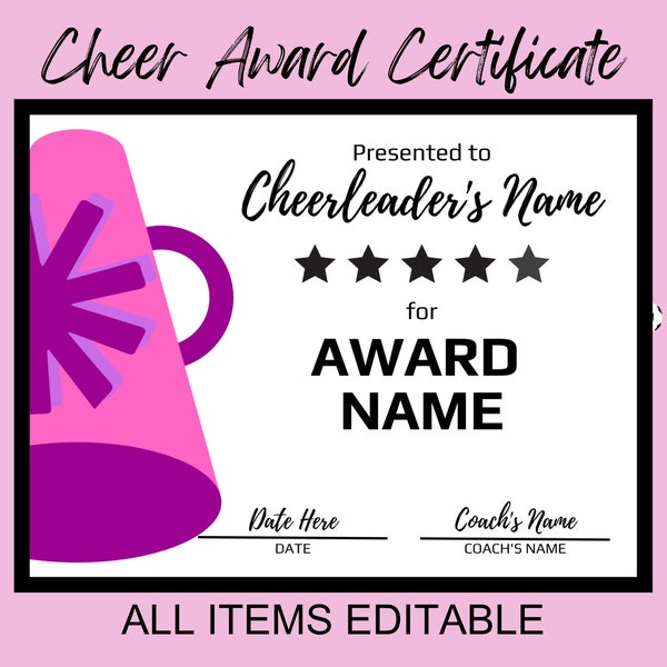 Cheerleading End of Year Certificates - Etsy