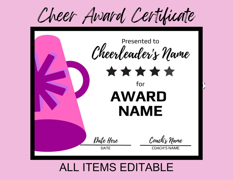 EDITABLE Cheer Award Certificates Cheer Comp Awards End of - Etsy