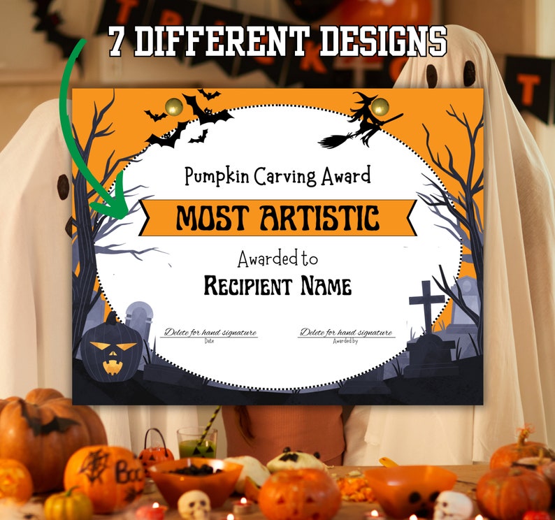 Halloween PUMPKIN CARVING Award Certificates - TEXT Editable, Fun ...