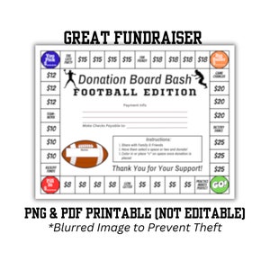 FOOTBALL Fundraiser Printable | Donation Board Bash | AAU Travel ...