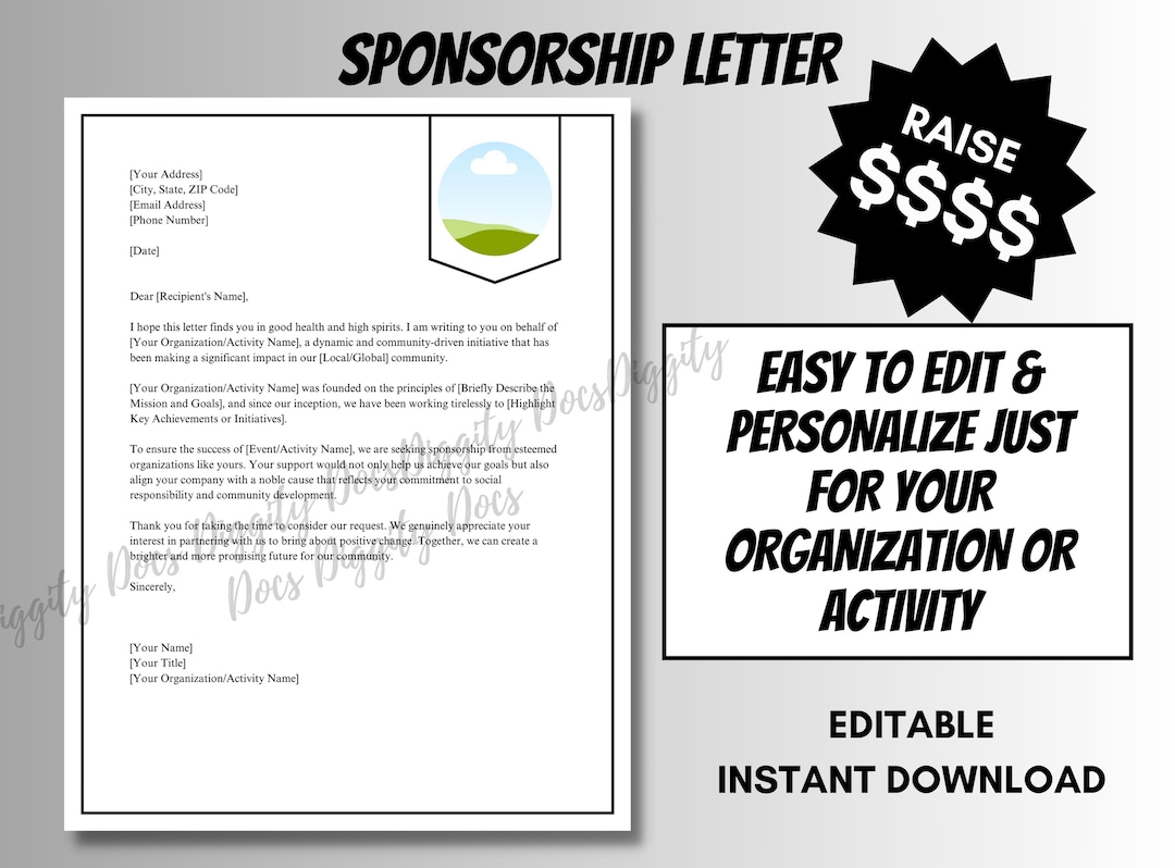 Sponsorship Letter for ANY Organization or Activity Sponsor Fundraising ...