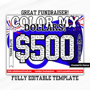 FULLY EDITABLE Cheer Fundraiser Template, Color My Dollars, Fundraising ...