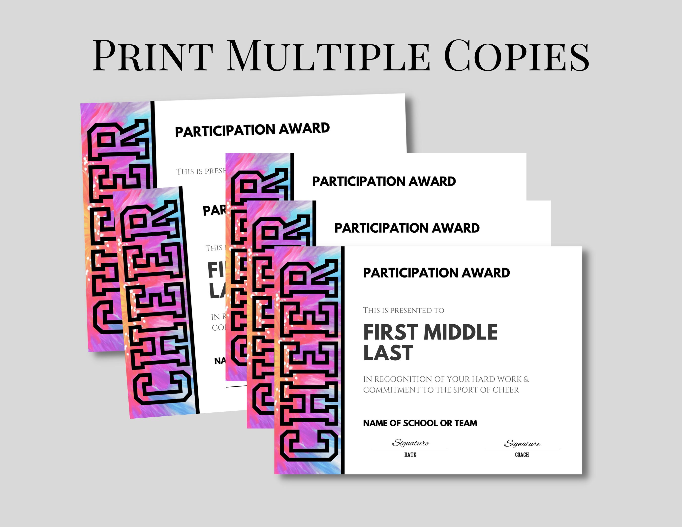 CHEER Award Certificate Templates MVP Award Cheer Editable Certificates ...