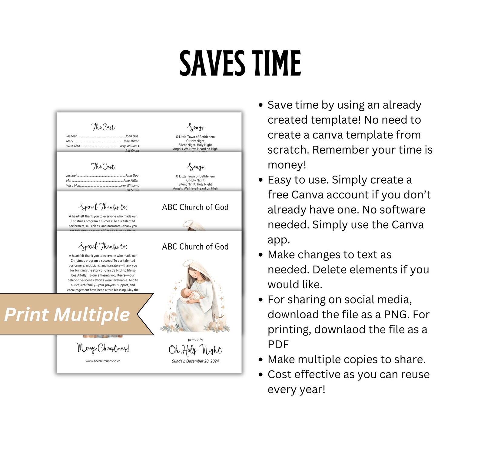 Live Nativity Program Template, Perfect for Christmas Story Play or ...