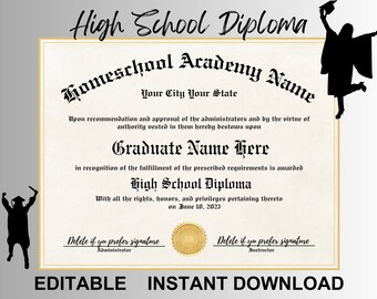 Fake High School Diploma Template