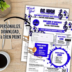 Marching Band Sponsorship Flyer Template | Fundraiser Form for Schools ...