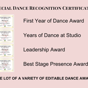 DANCE CERTIFICATES With Your LOGO | Best Overall Dancer, Top Tap Dancer ...