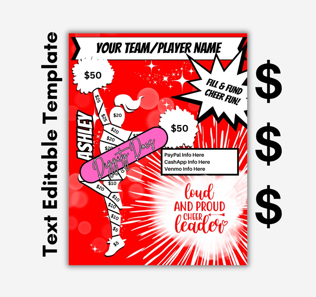 CHEER FUNDRAISER for Cheer Competitions Editable Cheerleading Template ...