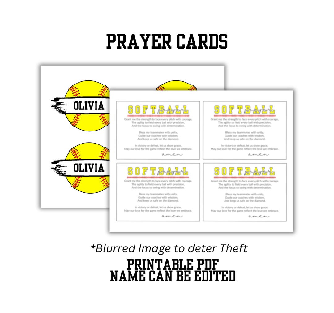 Softball Prayer Cards for Your Team's Strength and Spirit! , Softball ...