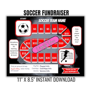 SOCCER FUNDRAISER | Unique Fill in Fundraising Game Board | Editable ...