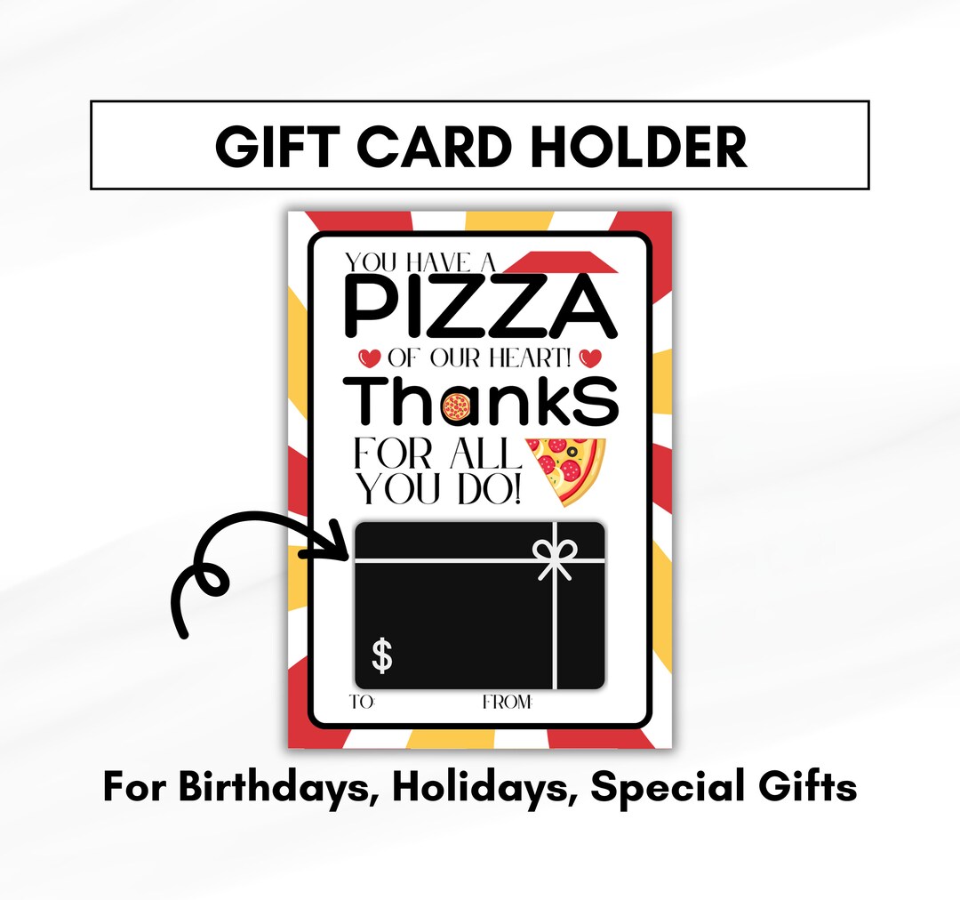 GIFT CARD HOLDER Appreciation Gift, Pizza Themed Printable, Thank You ...