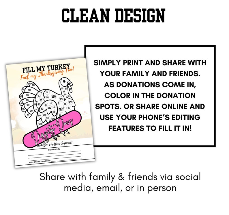 FILL MY TURKEY Fall Fundraiser | Printable 8.5" X 11" | Color-in ...