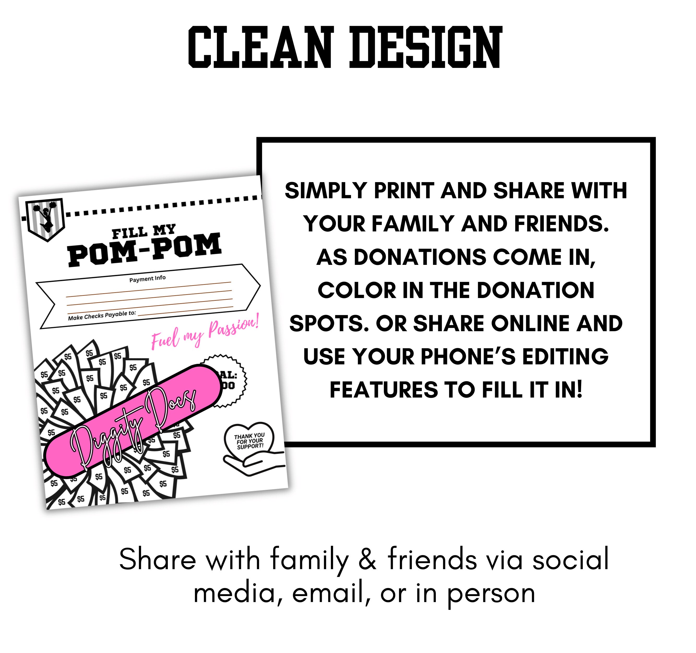 Cheer Fundraiser Printable | FILL MY Pom-pom | Cheer Comp ...