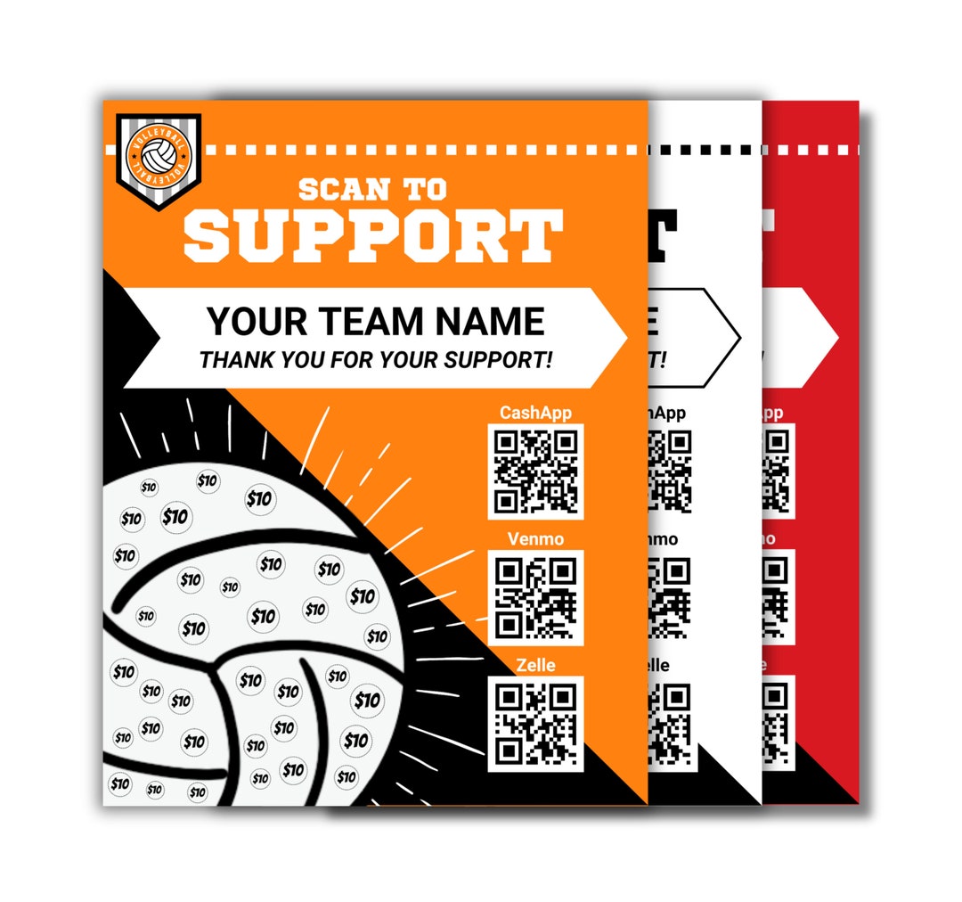 VOLLEYBALL Fundraiser With QR Code, Color Changing, Custom Template ...