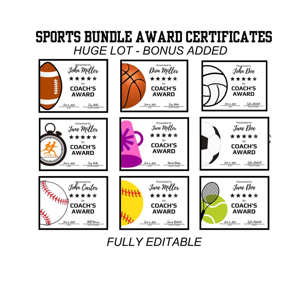 SPORTS Award Certificates BUNDLE | Editable High School Awards | End of ...