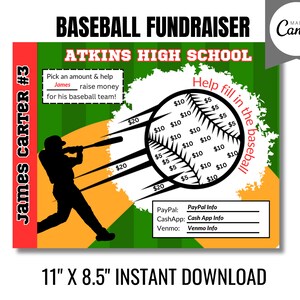 BASEBALL Fill in Fundraiser EDITABLE Baseball Fundraising Sheet AAU ...