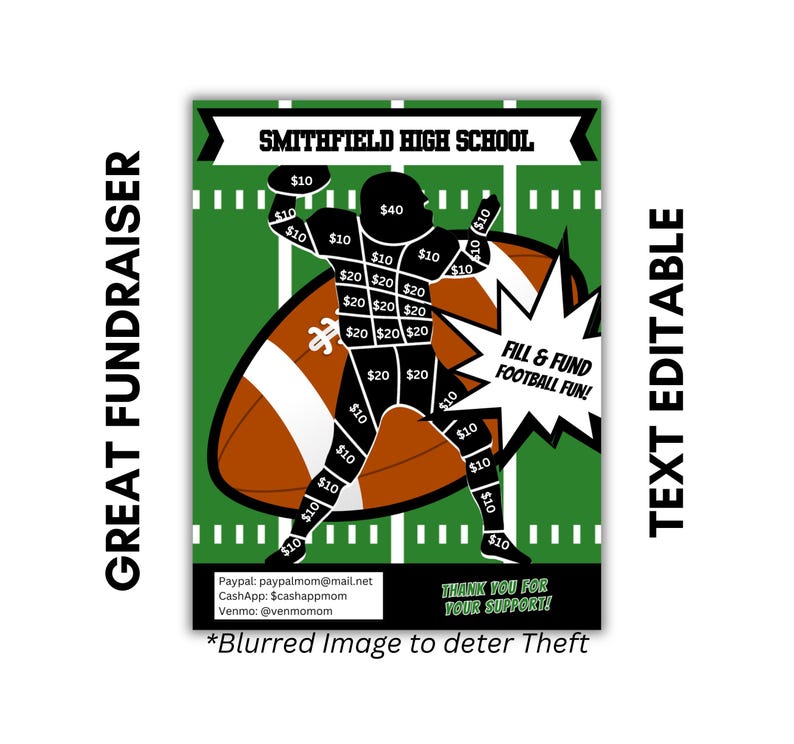EDITABLE FOOTBALL Fill in Fundraiser Template | Football Fill & Fund ...