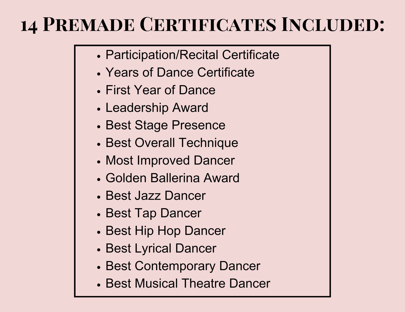 DANCE CERTIFICATES | Best Overall Dancer, Top Tap Dancer, Jazz Dancer ...