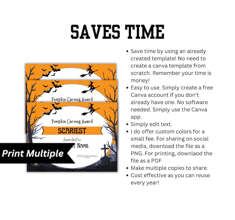 Halloween PUMPKIN CARVING Award Certificates - TEXT Editable, Fun ...