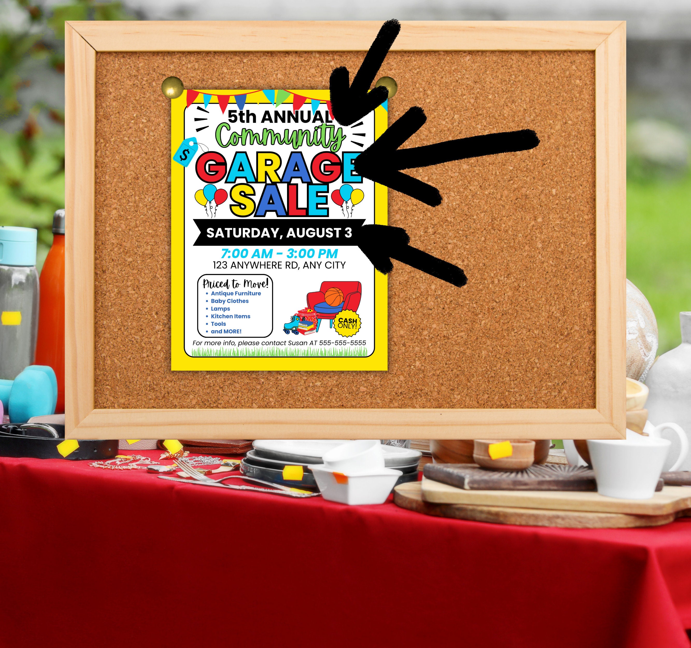 Editable Garage Sale Flyer Template - Customizable Yard Sale Poster for ...