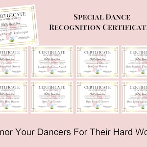 DANCE CERTIFICATES With Your LOGO | Best Overall Dancer, Top Tap Dancer ...