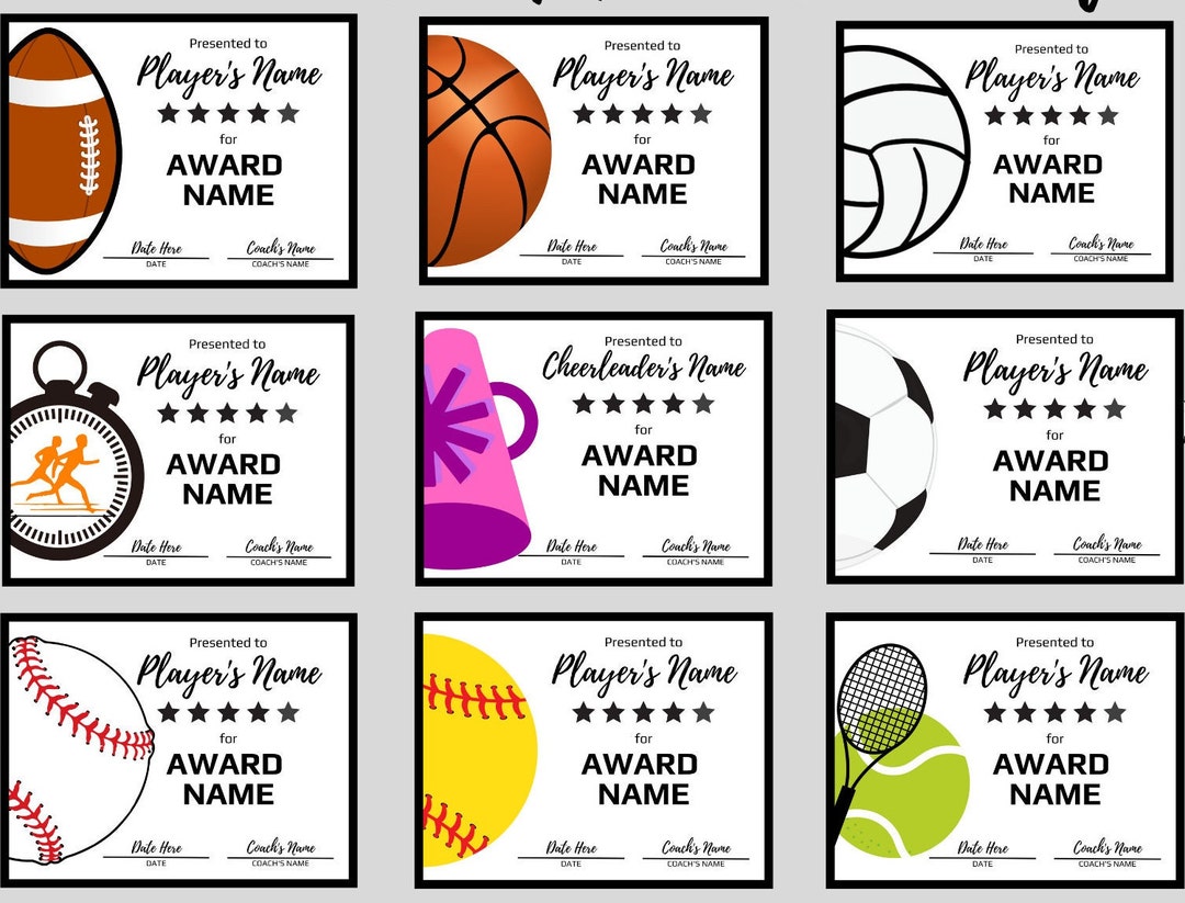 SPORTS Award Certificates BUNDLE Editable High School Awards End of ...