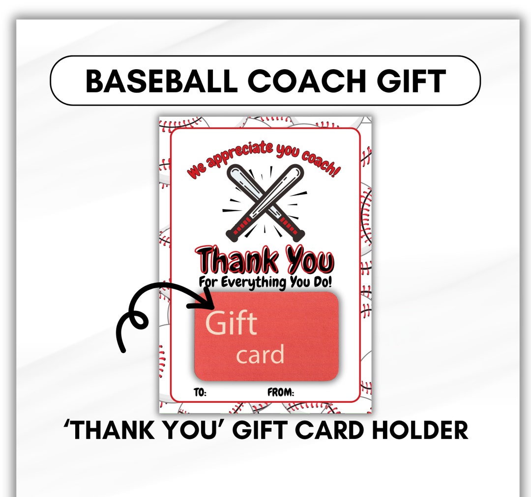 BASEBALL COACH Appreciation Gift Card Holder, Printable, Thank You Card ...