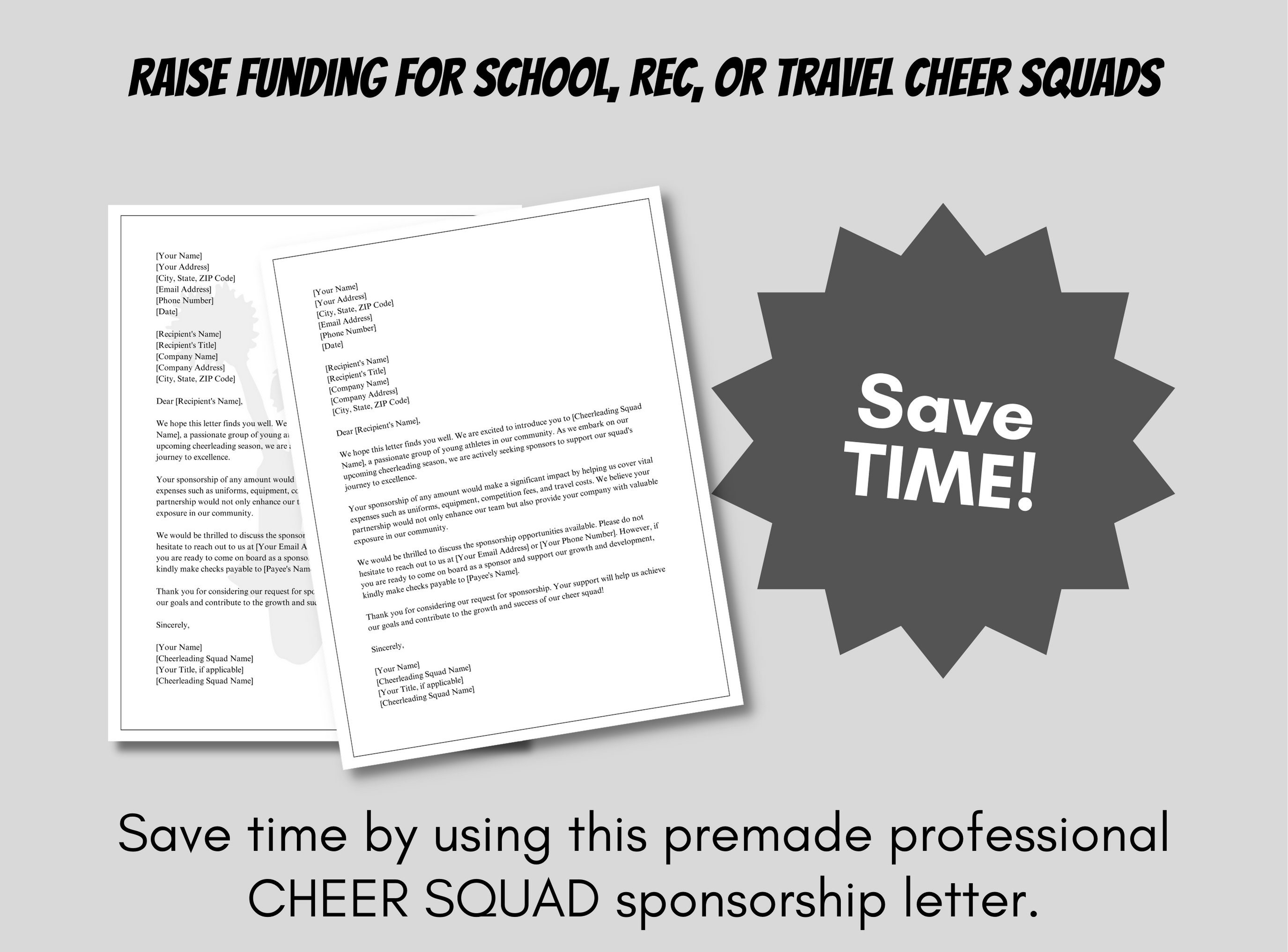 CHEER SPONSORSHIP LETTER: Customize and Support Your Local Cheer Squad ...