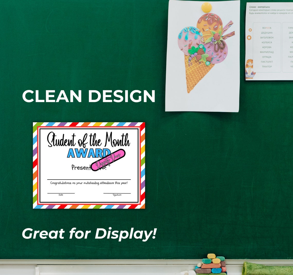 STUDENT of the MONTH Certificate - School Award Printable PDF | School ...