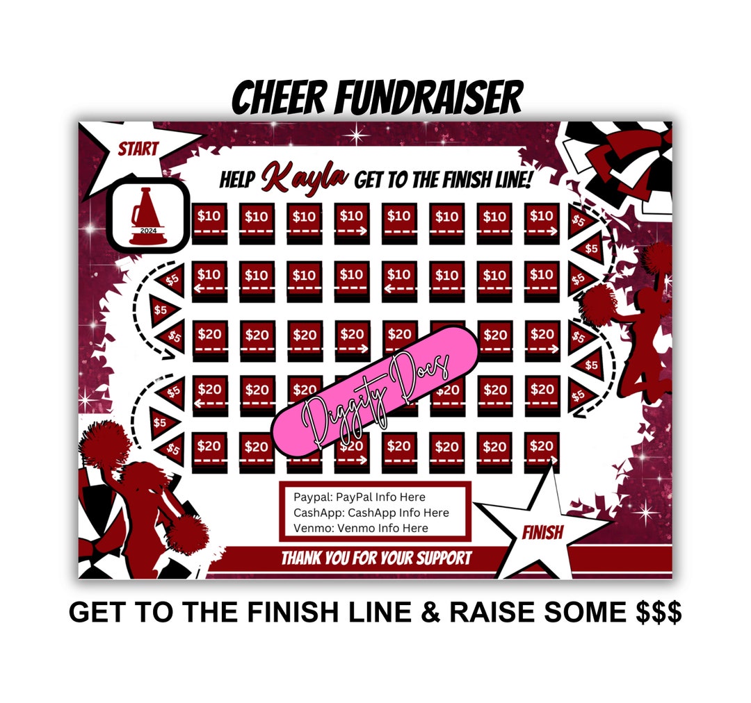 LARGE UNIQUE CHEER Fill in Fundraiser Game Board Editable Cheer ...