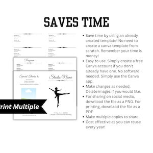 Dance Recital Program Template, Ballet Production, Great for Studios ...