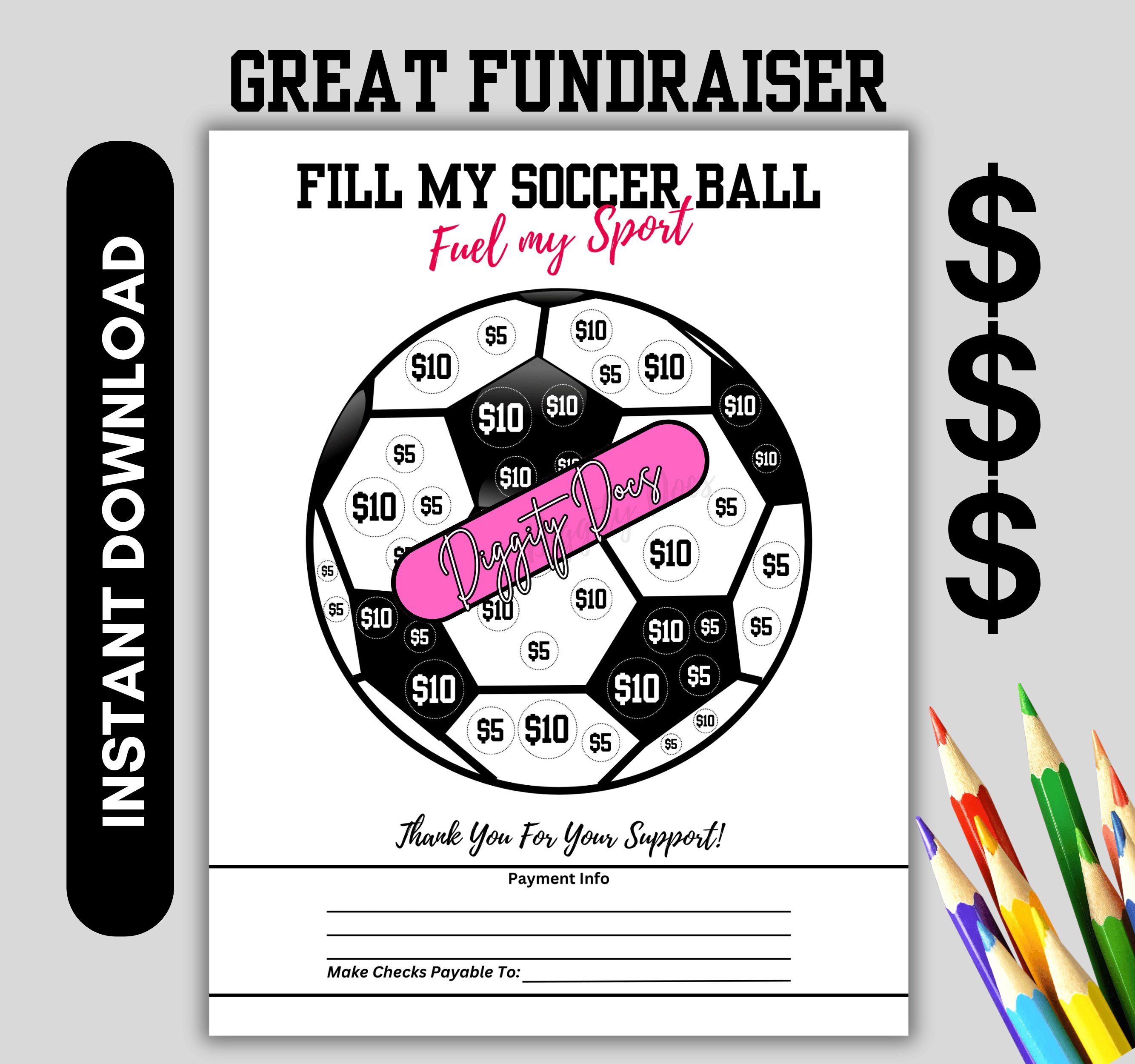 Fill My Soccer Ball Fundraiser | Printable | AAU Soccer Fundraiser ...