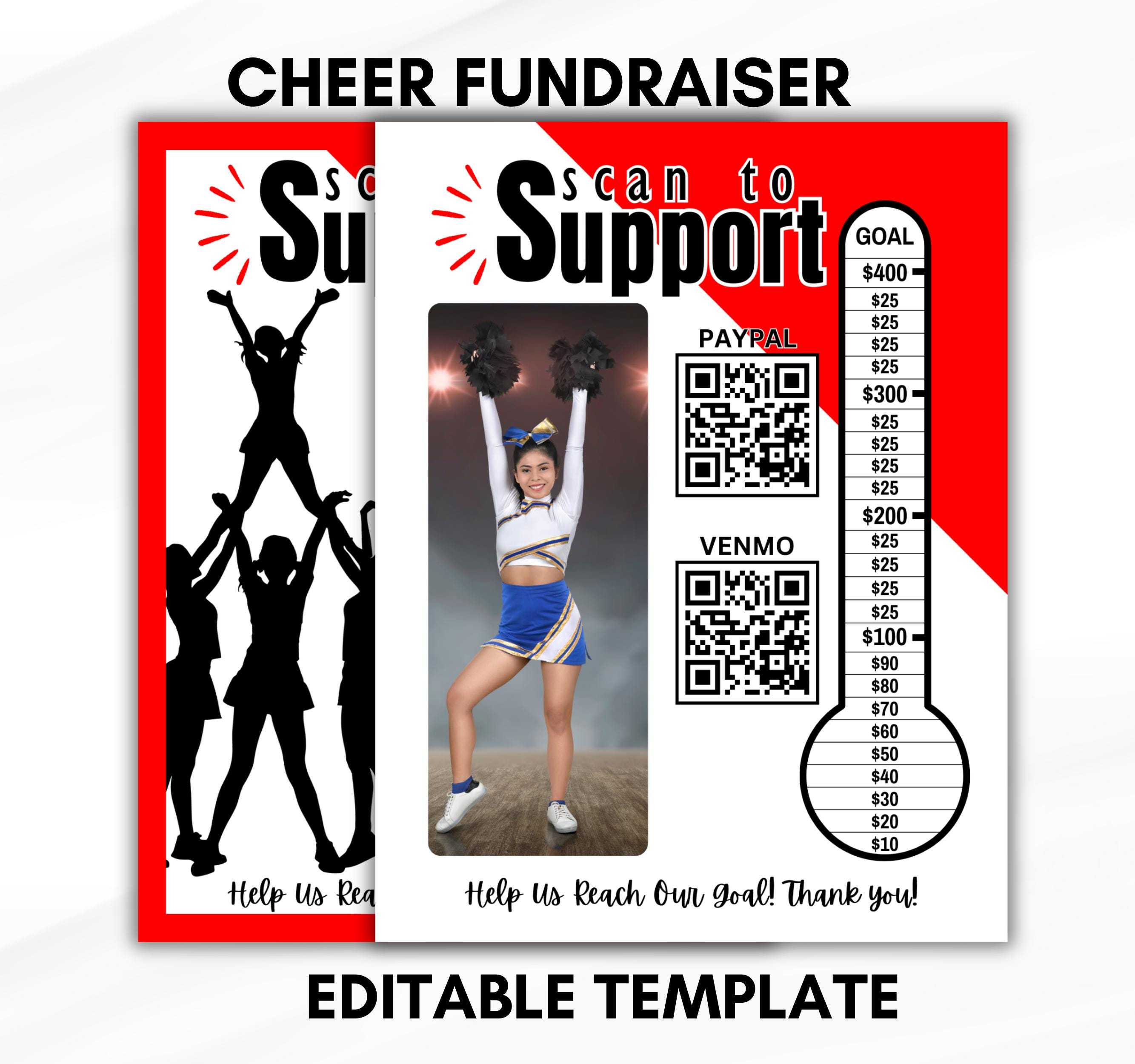 Editable Cheer Fundraiser Template, Fundraiser Meter Tracker, Cheer ...