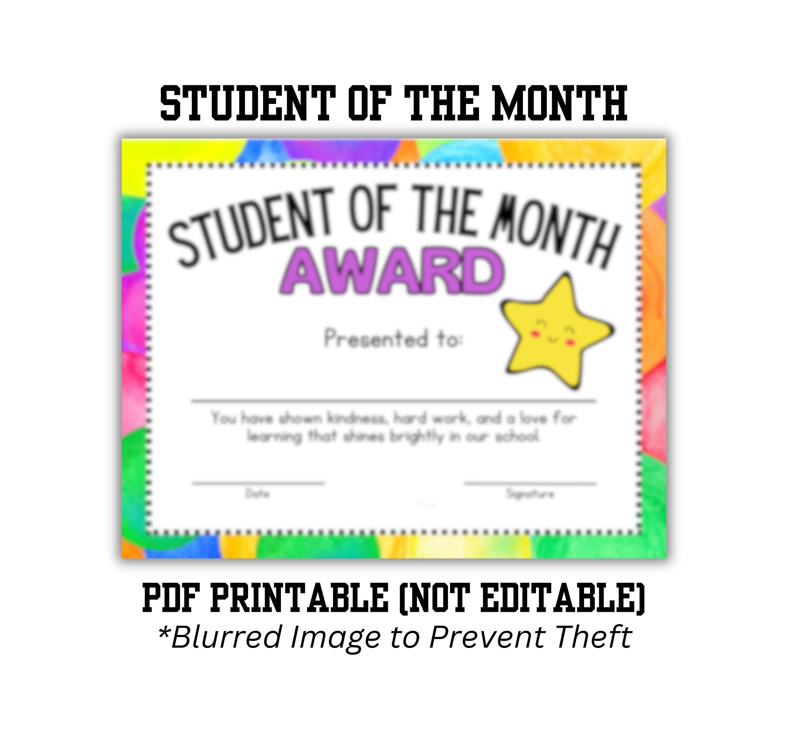 Student Of The Month Certificate
