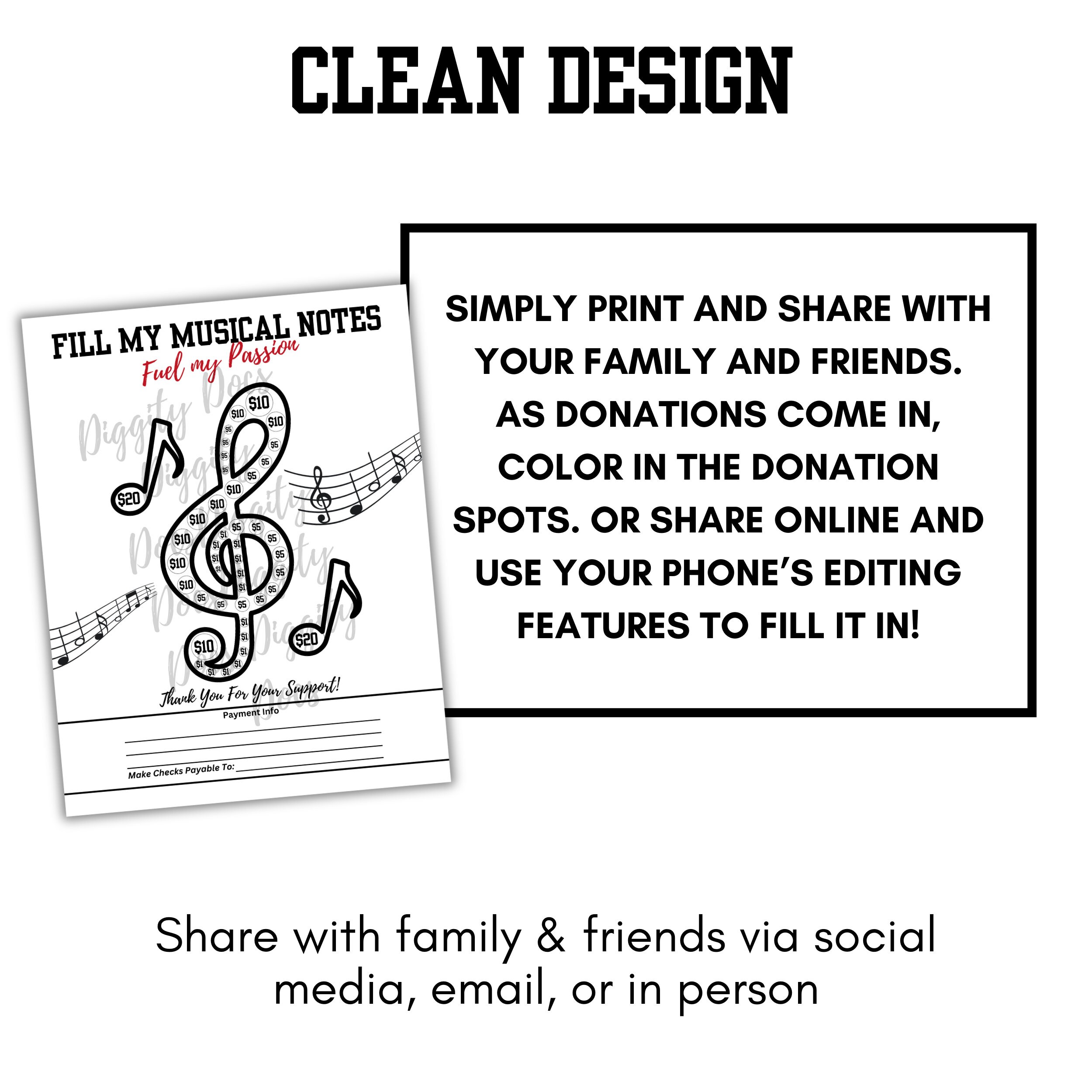 Fill My MUSIC NOTES: BAND High School Fundraiser Printable 8.5x11 ...