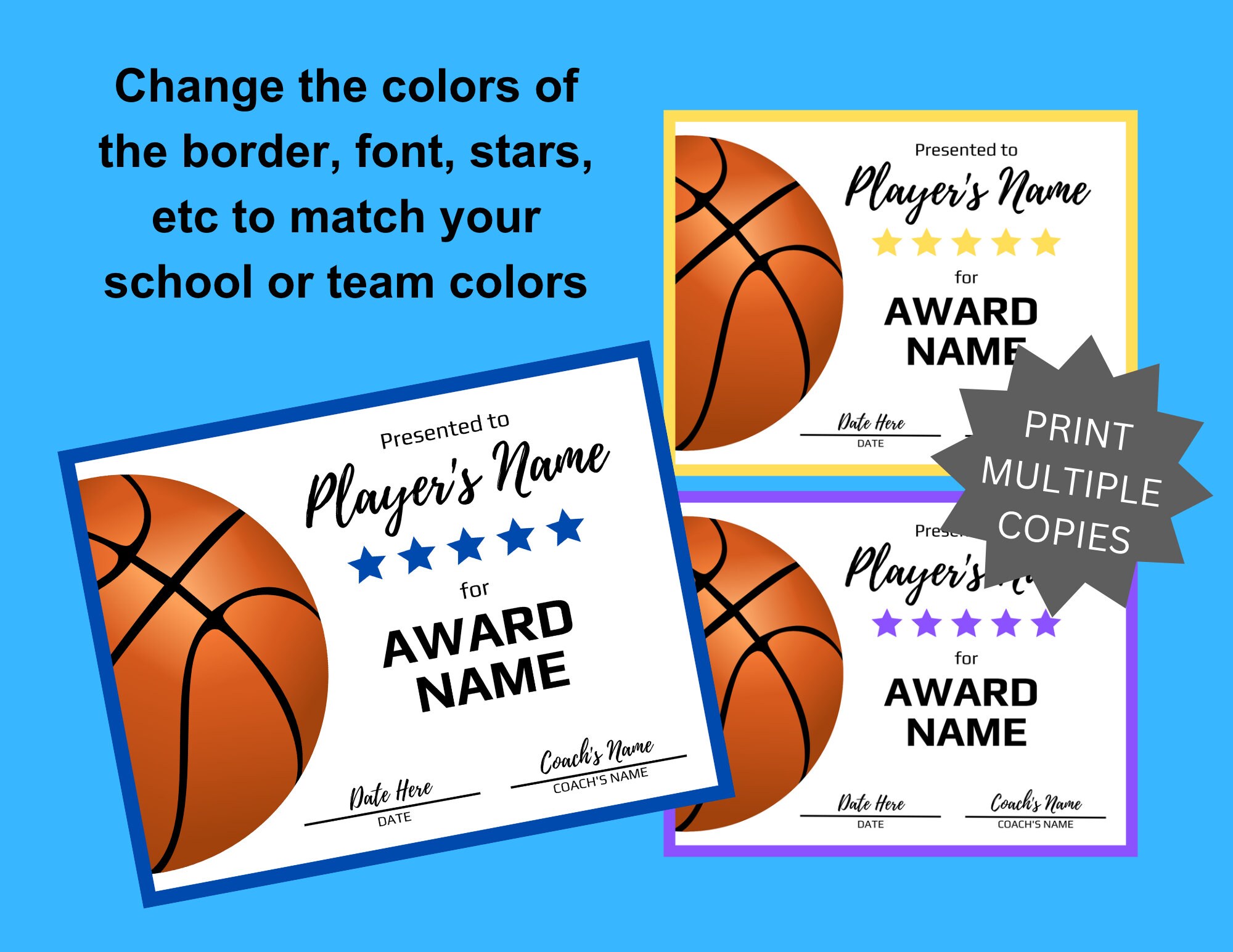 EDITABLE Basketball Award Certificates Basketball Awards End of Year ...