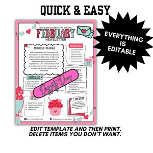 FEBRUARY MONTHLY NEWSLETTER, All Elements Are Editable, Great for ...