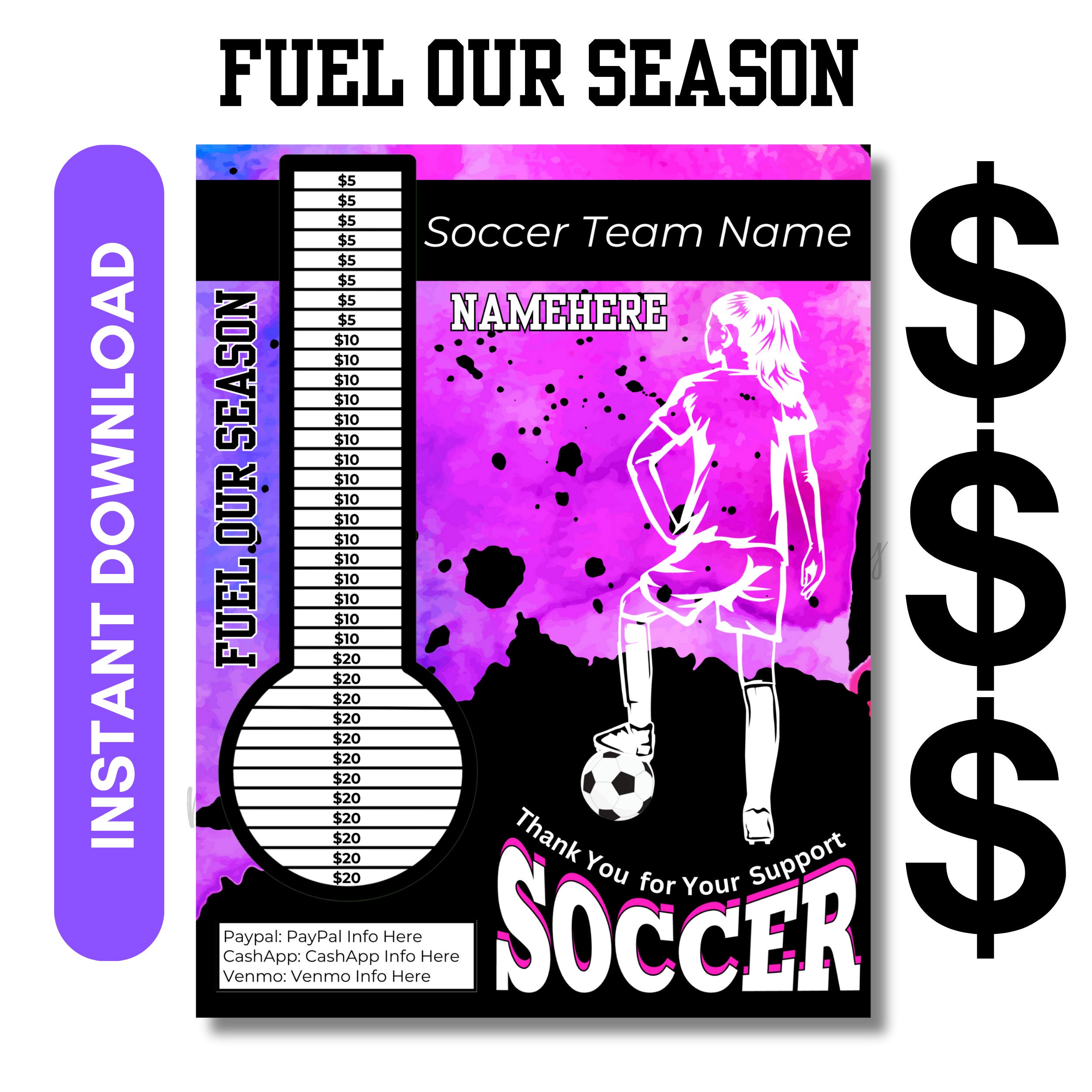 FUEL My SEASON Fill My Meter Editable Soccer Fundraiser Fuel Our Season ...