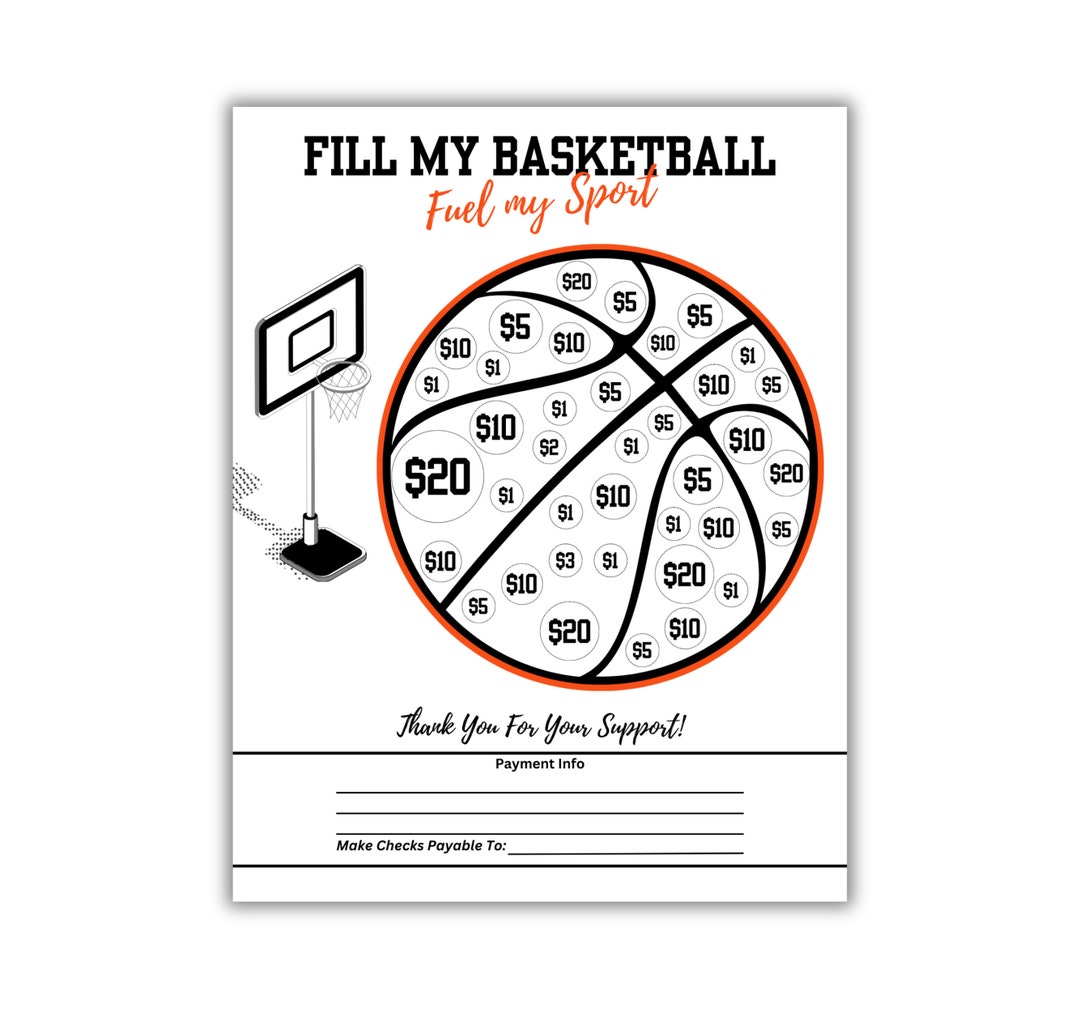 Fill My Basketball Fundraiser Printable 8.5 X 11 Color-in Donation ...