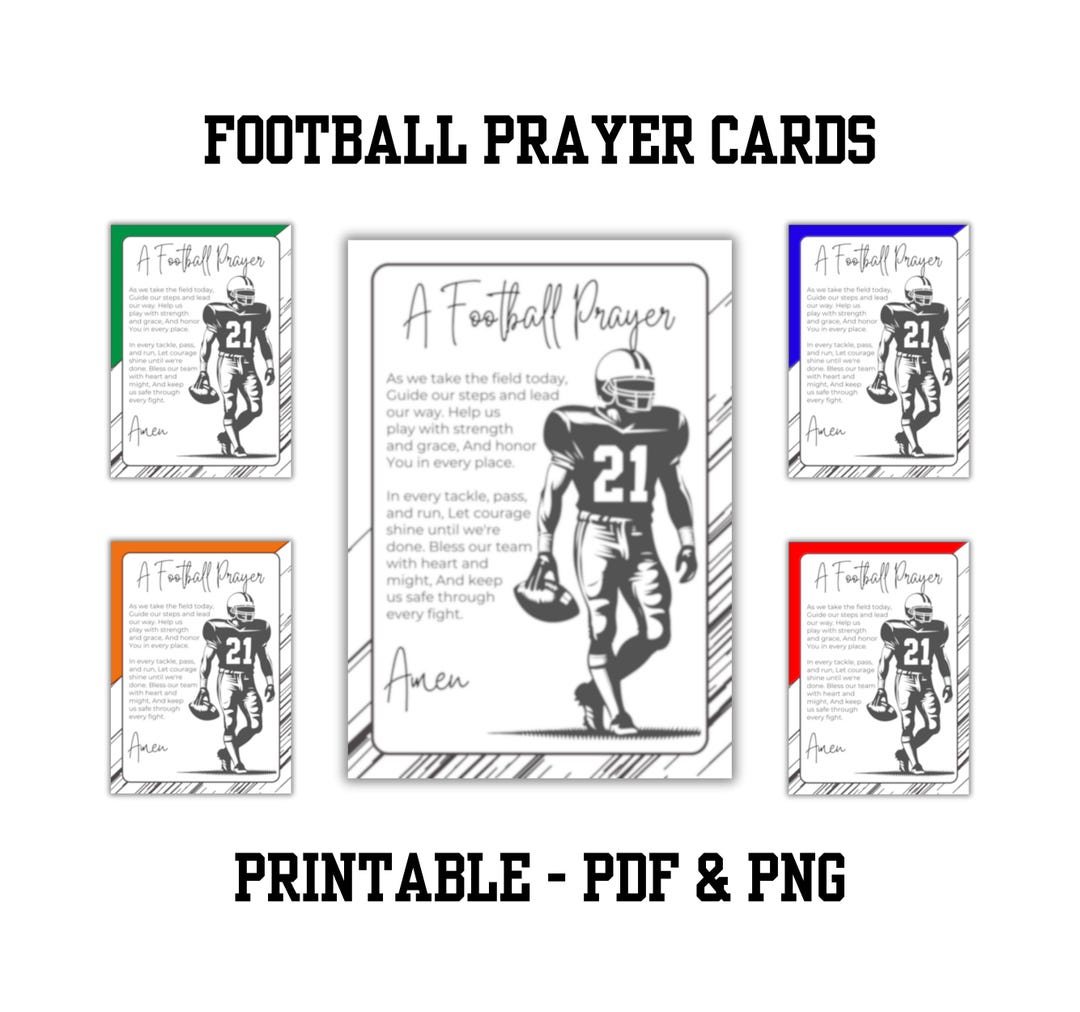 Football Prayer Cards Gift Tags: Support With Inspirational Quotes ...