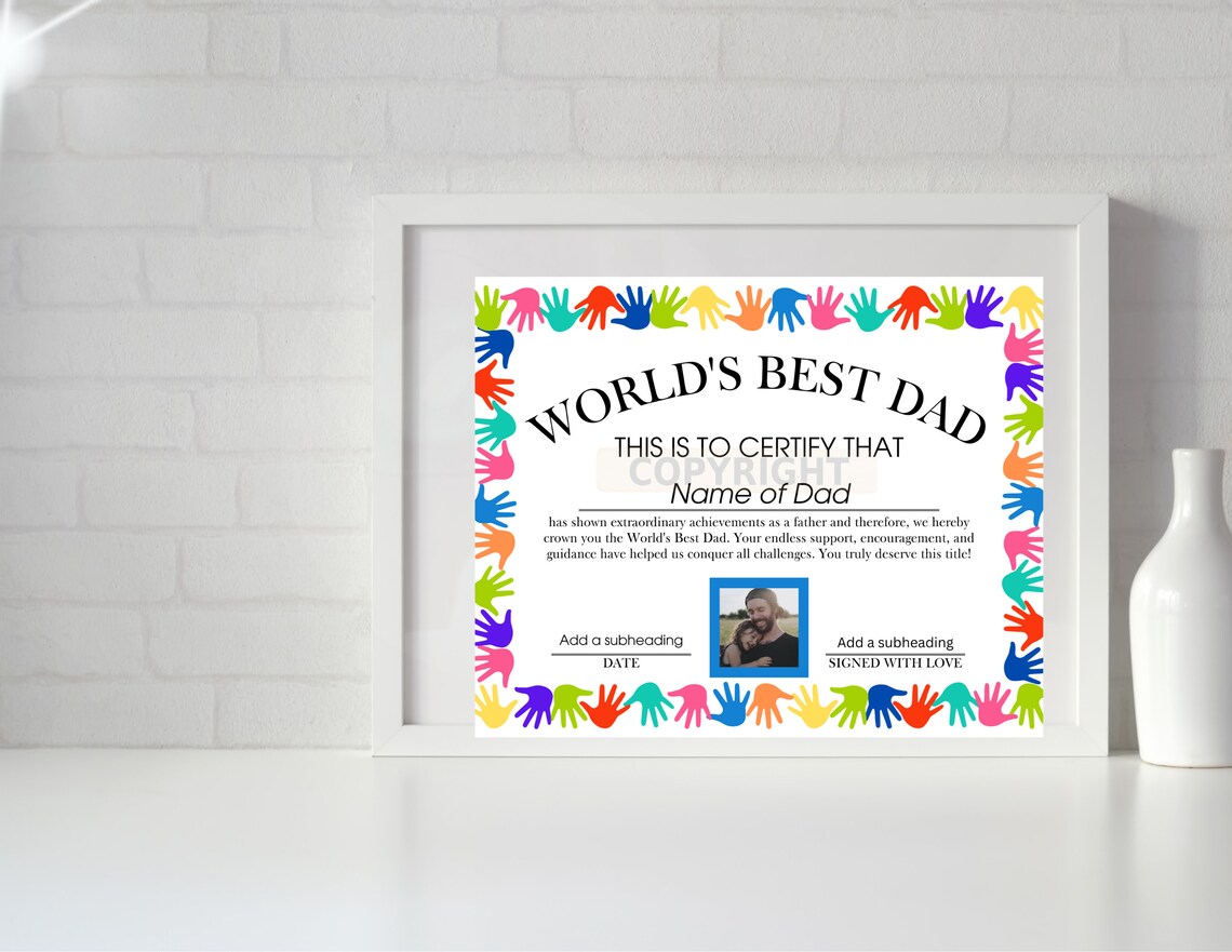 FATHER'S DAY Award Certificate | Editable Father's Day Award Gift ...