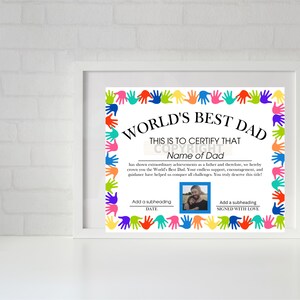FATHER'S DAY Award Certificate | Editable Father's Day Award Gift ...