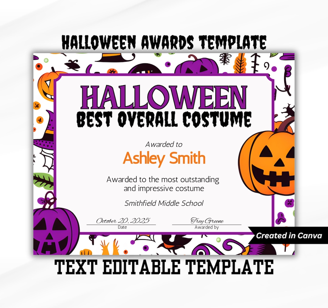Halloween Costume Award Certificates Large Lot, Costume, Home ...
