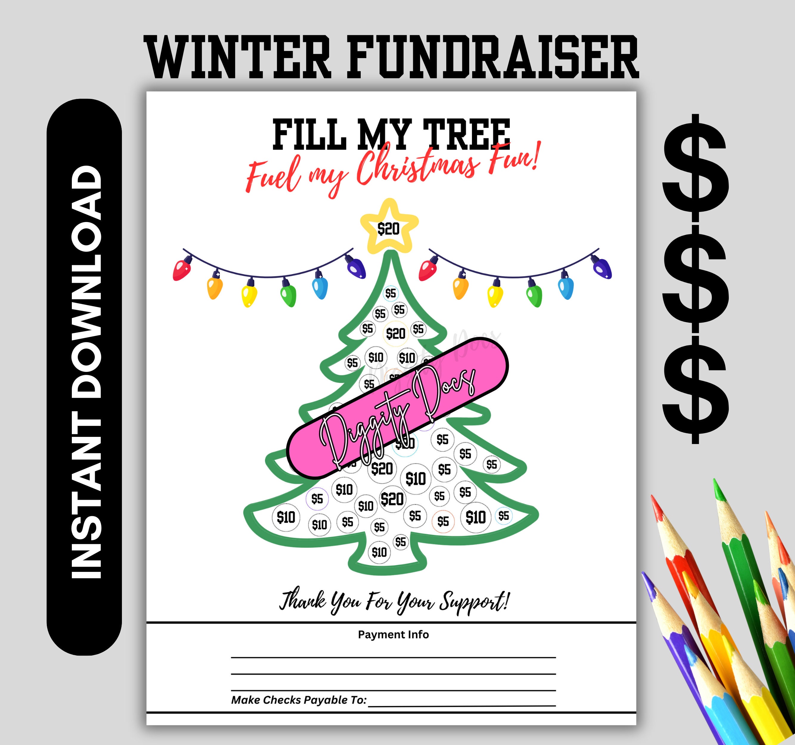 FILL MY CHRISTMAS Tree Winter Fundraiser | Printable 8.5" X 11" Color ...