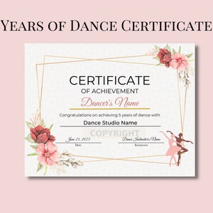DANCE AWARD EDITABLE Certificates Bundle | End of Year | Floral Boho ...