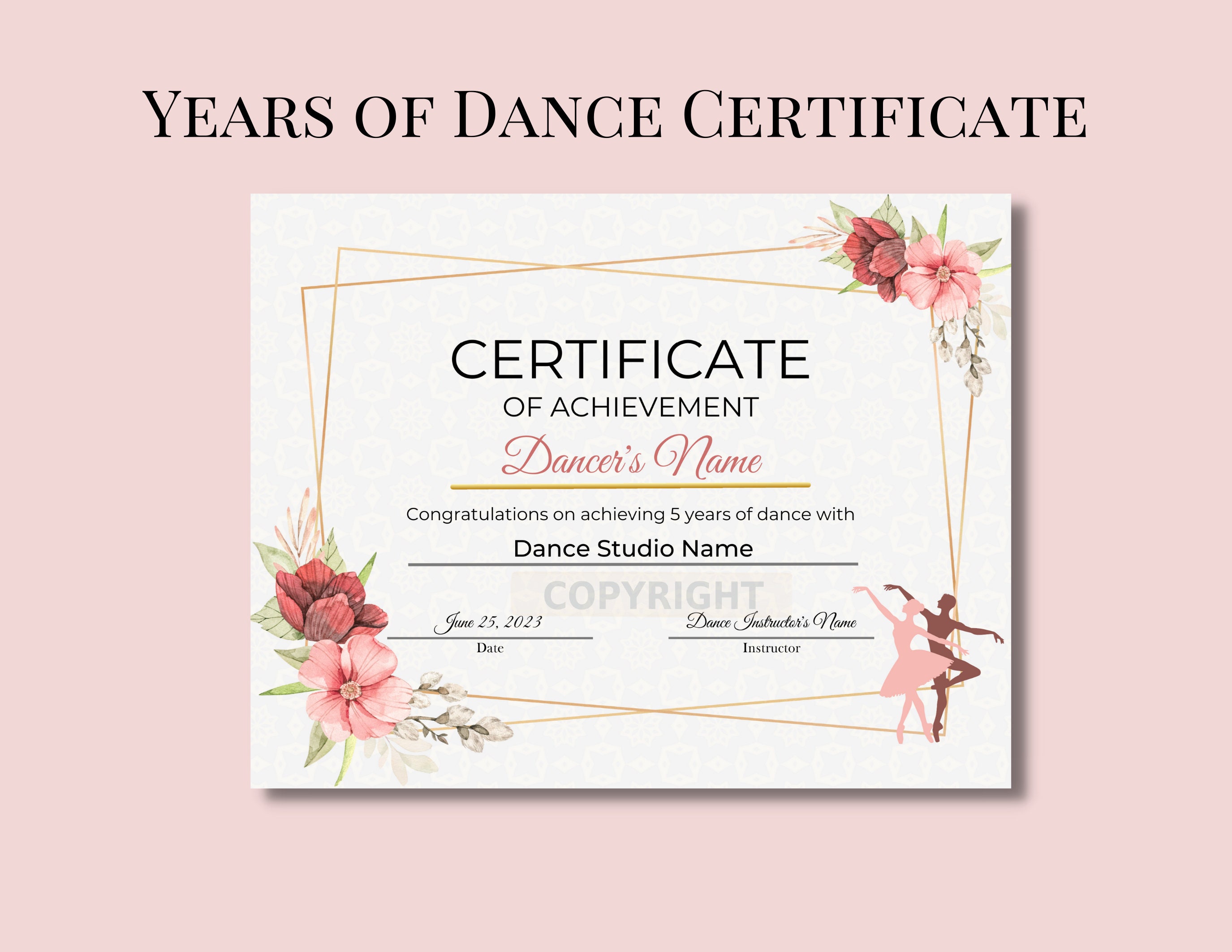 DANCE AWARD EDITABLE Certificates Bundle | End of Year | Floral Boho ...