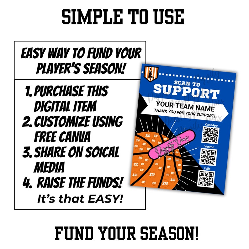 BASKETBALL FUNDRAISER With QR Code, Color Changing, Custom Template ...